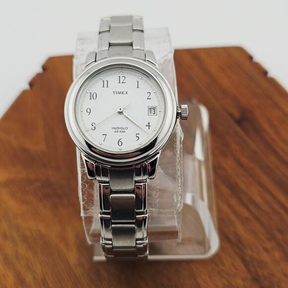 Timex | Accessories | Timex Womens Silver Tone Calendar Dial Watch ...